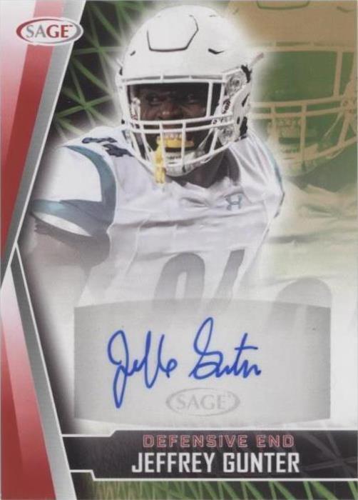 2022 SAGE Low Series - Autographs Jeffrey Gunter #A-JG Red (AU, RC) for ...