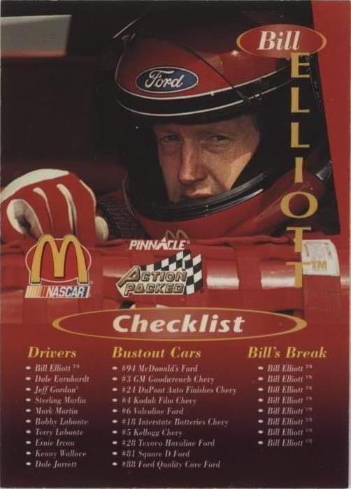 1996 Action Packed McDonald's - Checklist Bill Elliott for sale online ...