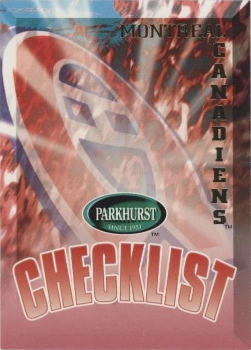 1995-96 Parkhurst International - Team Checklist #387 Montreal ...