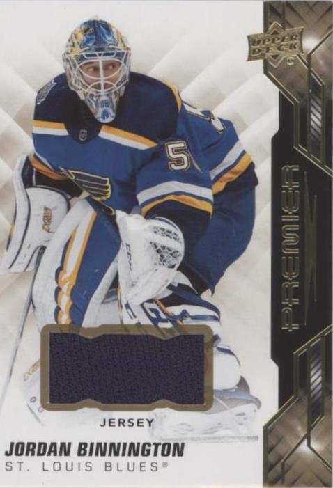 2019-20 Upper Deck Premier - Jersey Relics #26 Jordan Binnington (MEM ...