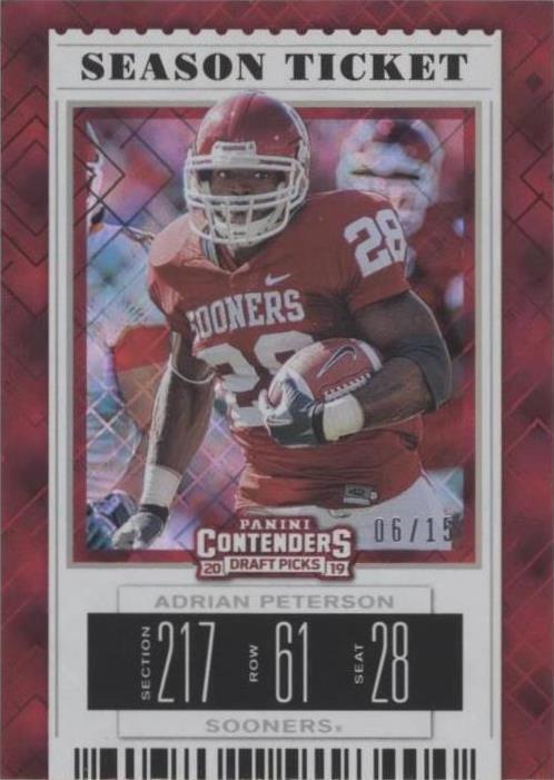2019 Panini Contenders Draft Picks - Season Ticket Adrian Peterson #4 ...