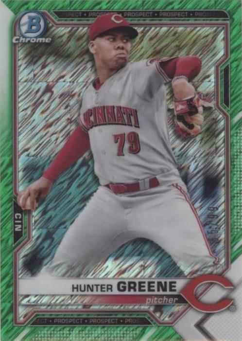 2021 Bowman Chrome - Prospects Hunter Greene #BCP-175 Green Shimmer ...