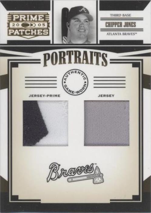 2005 Donruss Prime Patches - Portraits Double Swatch Prime #P-66 Chipper Jones /29 (MEM) for ...