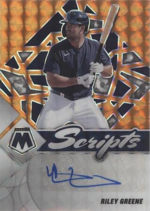 2022 Panini Mosaic - Scripts Riley Greene #SC-RG Orange Mosaic Prizm ...
