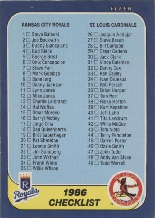 1986 Fleer - Checklist #654 for sale online | eBay