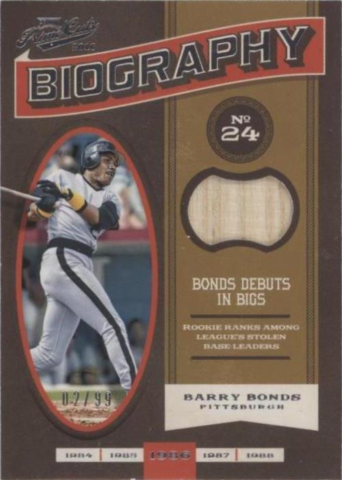 2016 Panini Prime Cuts - Biography Relics #BIO-BB Barry Bonds /99 (MEM ...