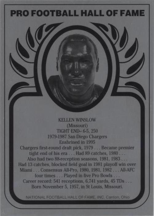 1988-2013 Pro Football Hall of Fame Metallic - Kellen Winslow for sale ...