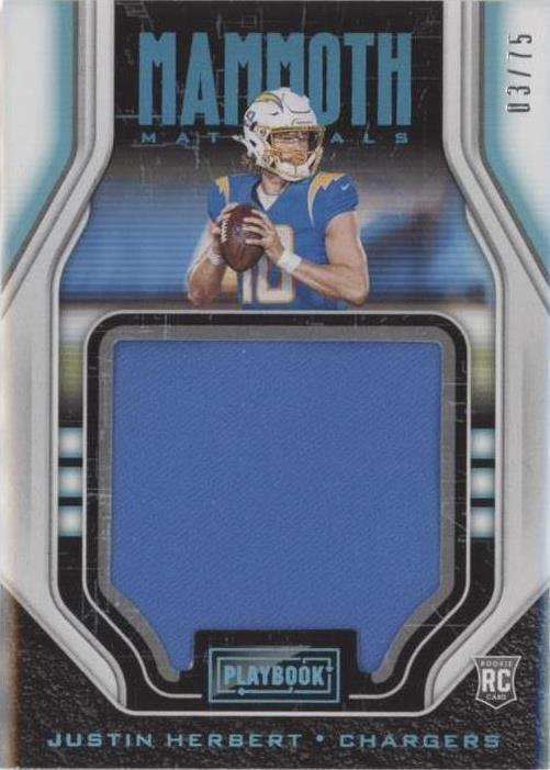 2020 Panini Playbook - Mammoth Material Platinum #MM-JH Justin Herbert ...