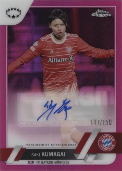 2022-23 Topps Chrome UEFA Women's Champions League - Autographs Pink Prism Refractor #A-KU Saki ...