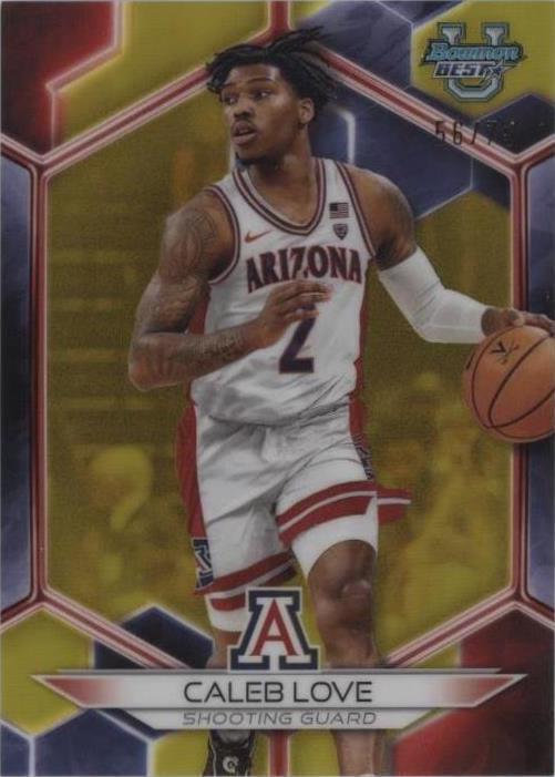 2023-24 Bowman University Best - Caleb Love #2 Yellow Refractor /75 (RC ...