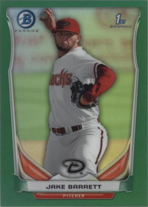 2014 Bowman - Prospects Chrome Green Refractor #BCP11 Jake Barrett /75 ...