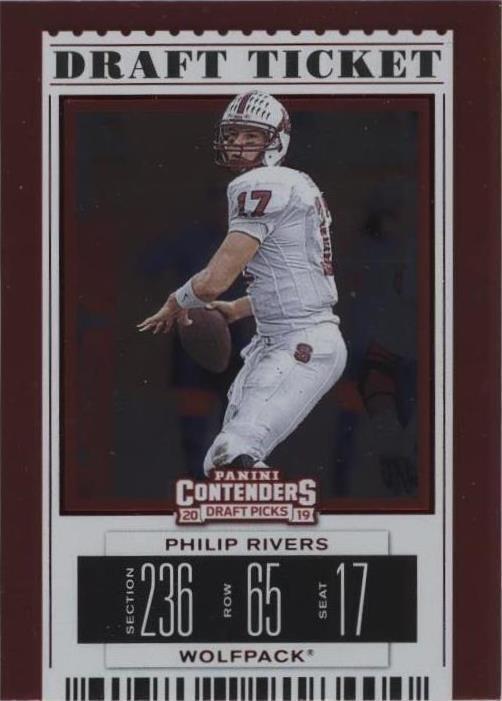 2019 Panini Contenders Draft Picks - Season Ticket Philip Rivers #81 ...
