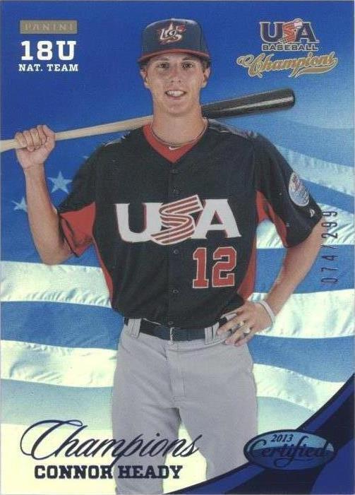 2013 Panini USA Baseball Champions - Connor Heady #157 Certified ...