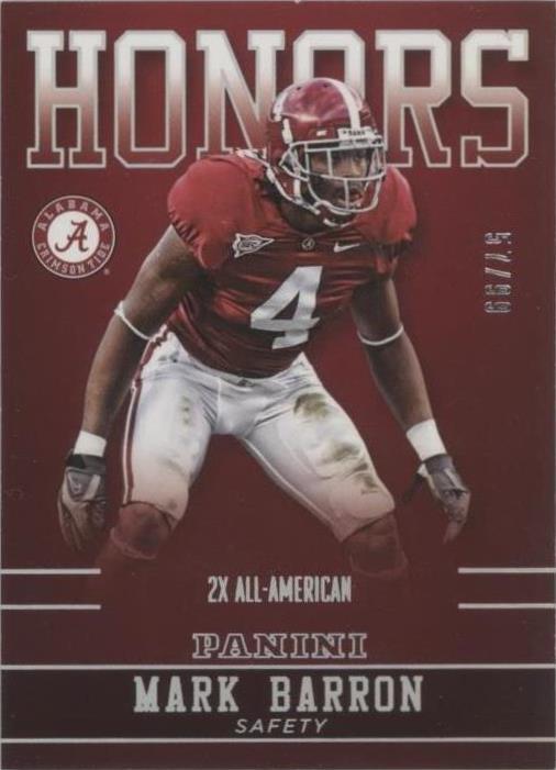 2015 Panini Alabama Crimson Tide - Honors Silver #MB-AL Mark Barron /99 ...