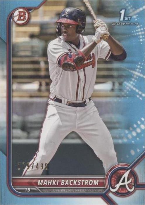 2022 Bowman - Prospects Mahki Backstrom #BP-121 Sky Blue Border /499 ...