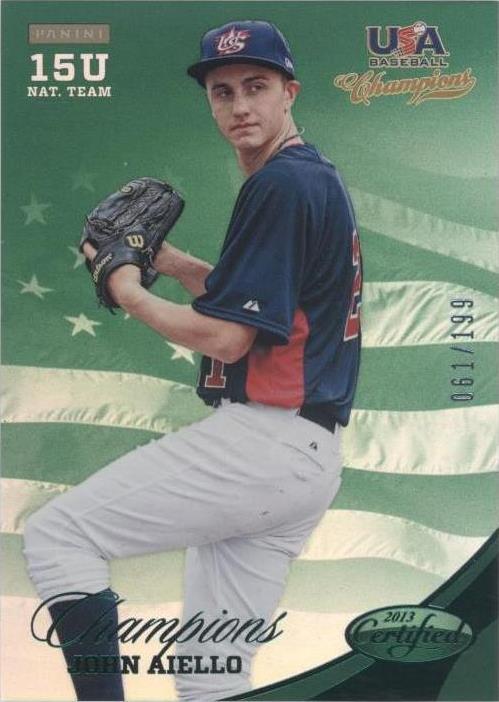 2013 Panini USA Baseball Champions - Certified National Team Mirror Green #168 John Aiello /199 ...