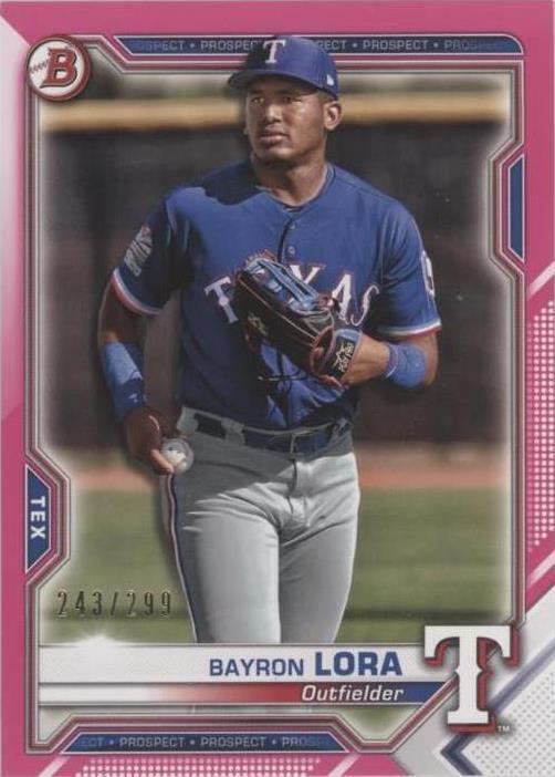 2021 Bowman - Prospects Bayron Lora #BP-139 Fuchsia Border /299 (RC ...