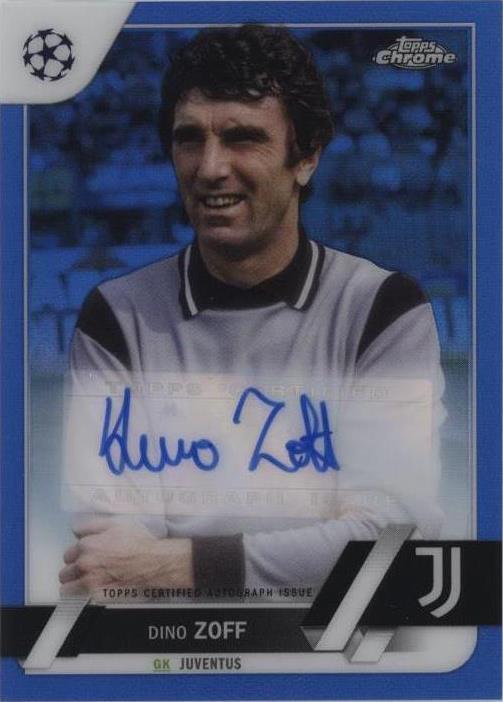 2022-23 Topps Chrome UEFA Club Competitions - Chrome Autographs Blue Refractor #CA-DZ Dino Zoff ...