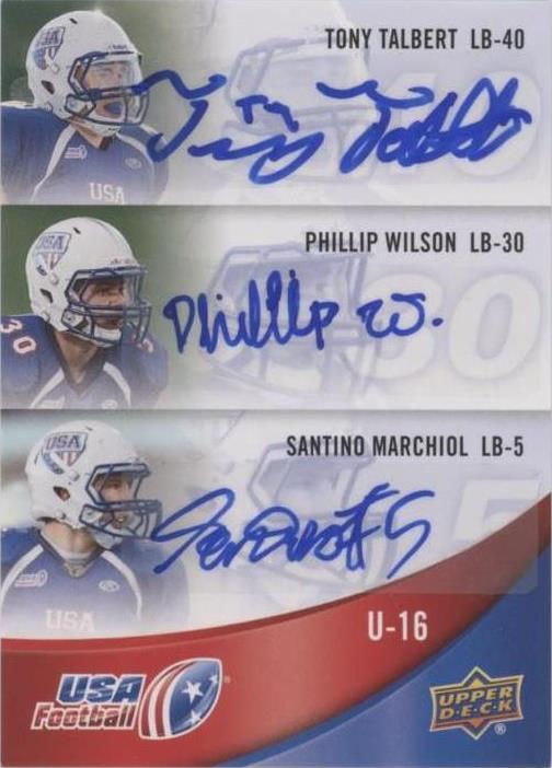 2013 Upper Deck USA Football - Autographs #57 Santino Marchiol, Phillip ...