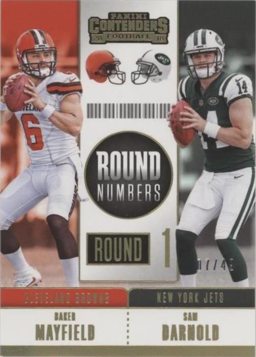 2018 Panini Contenders - Round Numbers Gold #RNA-MD Baker Mayfield, Sam ...