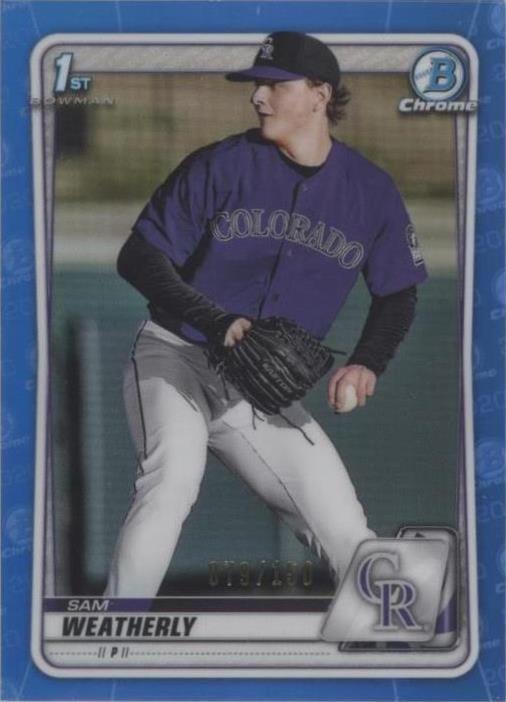 2020 Bowman Draft - Chrome Blue Refractor #BD-109 Sam Weatherly /150 ...