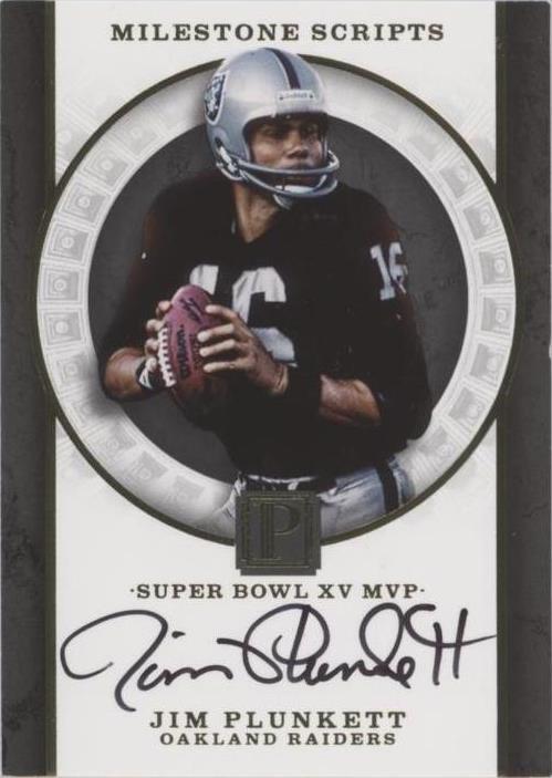2017 Panini Pantheon - Milestone Scripts Gold #MS-JP Jim Plunkett /25 ...