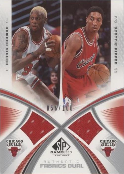2005-06 SP Game Used Edition - Authentic Fabrics Dual #AF2-RP Dennis Rodman, Scottie Pippen /100 ...