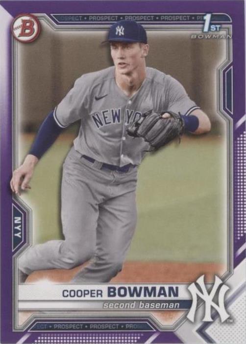 2021 Bowman Draft - Cooper Bowman #BD-87 Purple /250 (RC) for sale ...