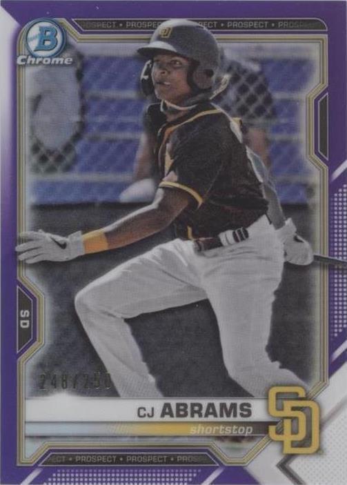2021 Bowman - Chrome Prospects C.J. Abrams #BCP-14 Purple Refractor ...