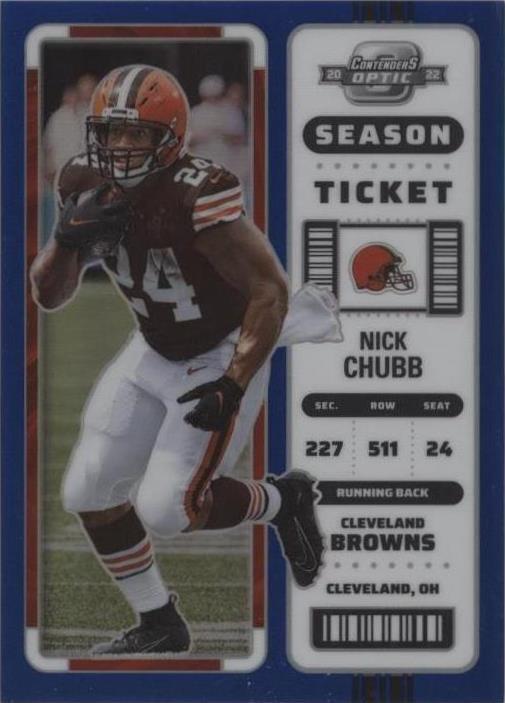 2022 Panini Contenders Optic - Season Ticket Nick Chubb #13 Blue Prizm ...