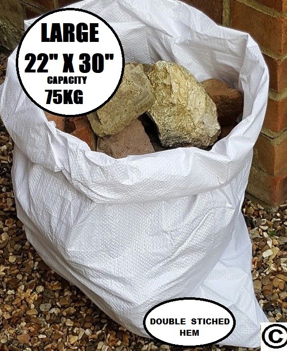 WHITE WOVEN HEAVY DUTY RUBBLE SACKS/BAGS BUILDERS BAGS POSTAL SUPERIOR ...