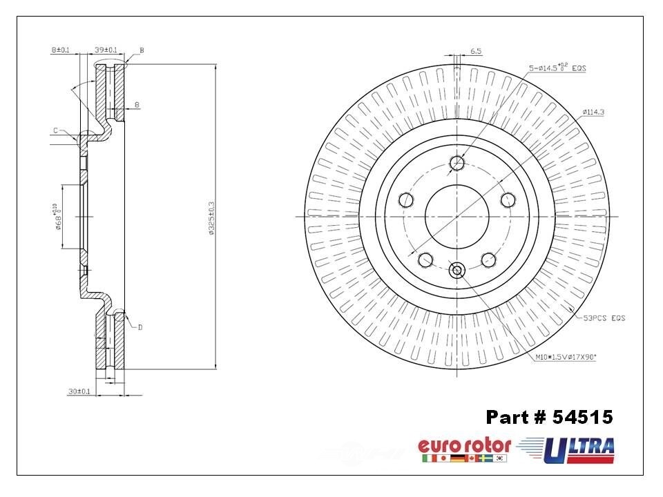 Disc Brake Rotor-* High Carbon Premium Eurorotor 54515 for sale online | eBay