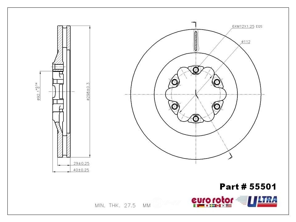 Disc Brake Rotor-* High Carbon Premium Eurorotor 55501 for sale online | eBay