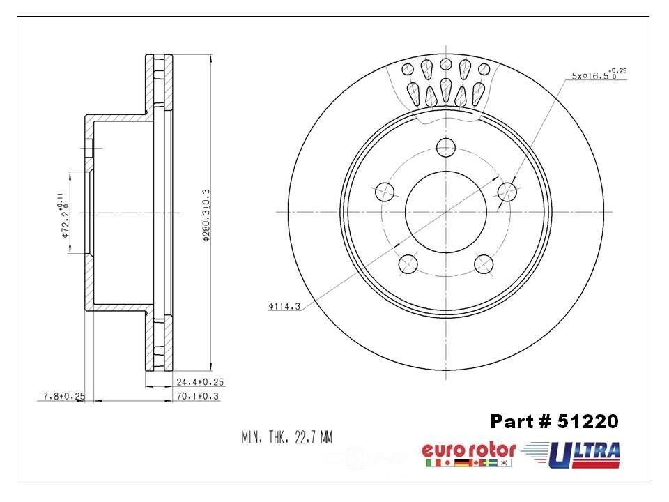 Disc Brake Rotor-* High Carbon Premium Eurorotor 51220 for sale online | eBay