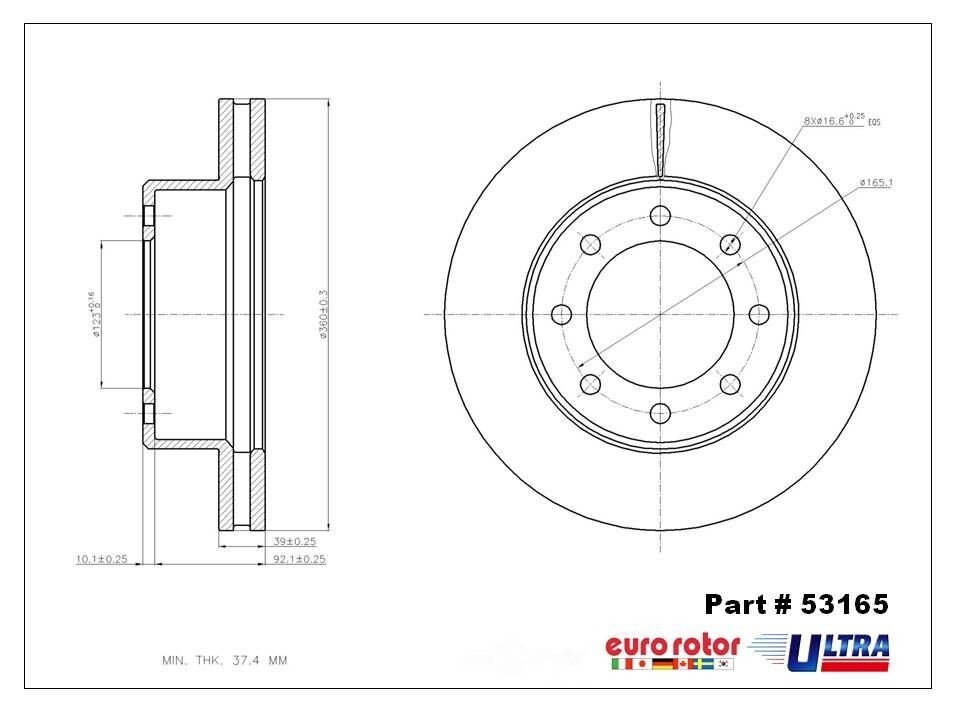 Disc Brake Rotor-* High Carbon Premium Eurorotor 53165 for sale online | eBay