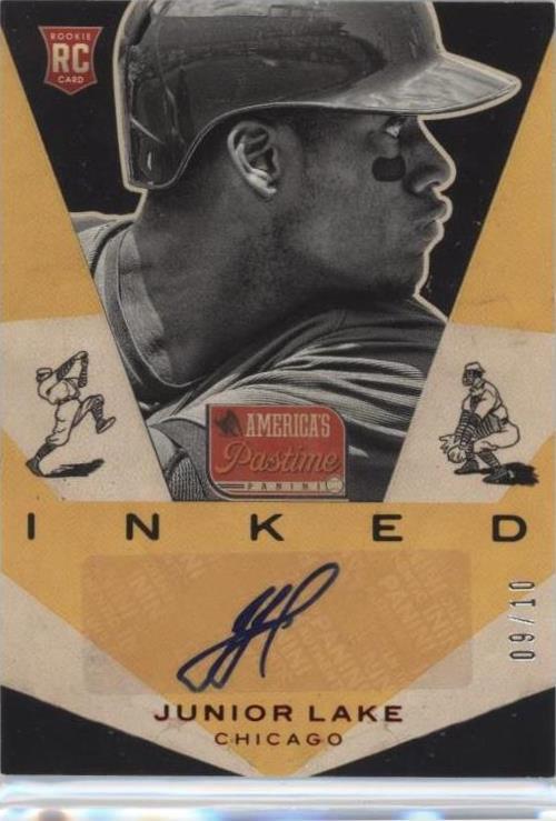 2013 Panini America's Pastime - Inked Red #I-JU Junior Lake /10 (AU, RC ...