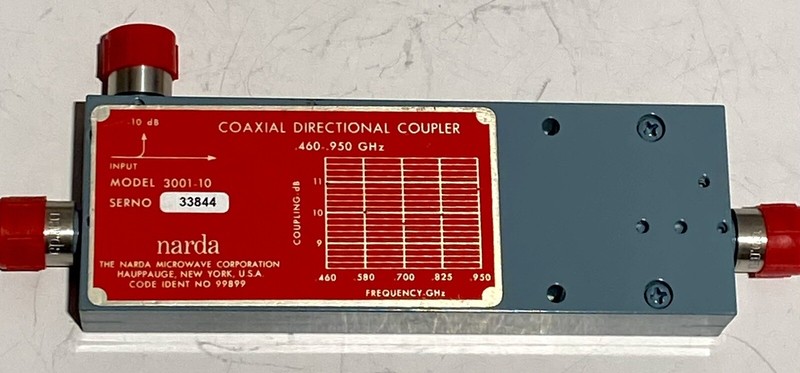Narda 3001-10 Coaxial Directional Coupler, 460 To 950 Mhz, 10 Db