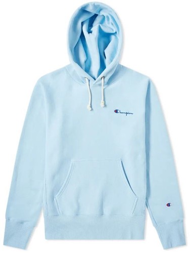 Champion Reverse Weave Small Script Hoodie (Ocean Front Blue Champion Reverse Weave Small Script Hoodie (Ocean Front Blue