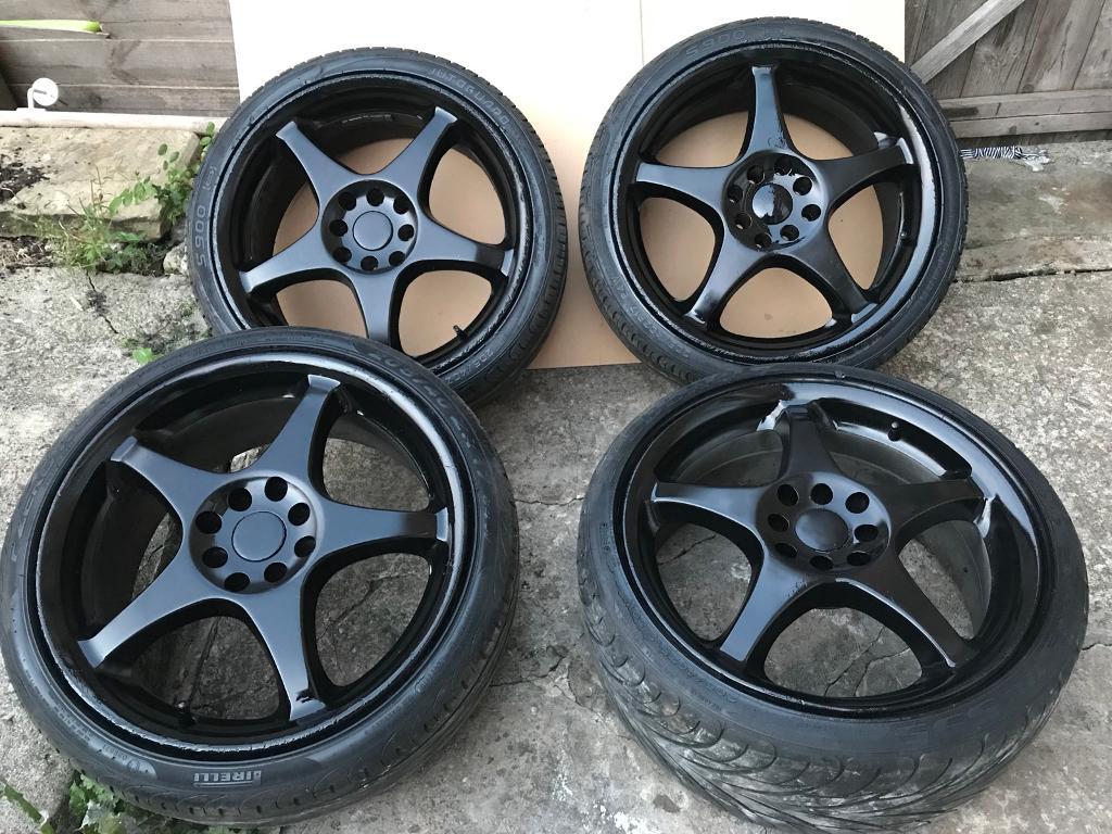BLACK ALLOY Wheels 17 Inch 4 stud PCD 4x100 and 4 x 114 multi fit | in ...