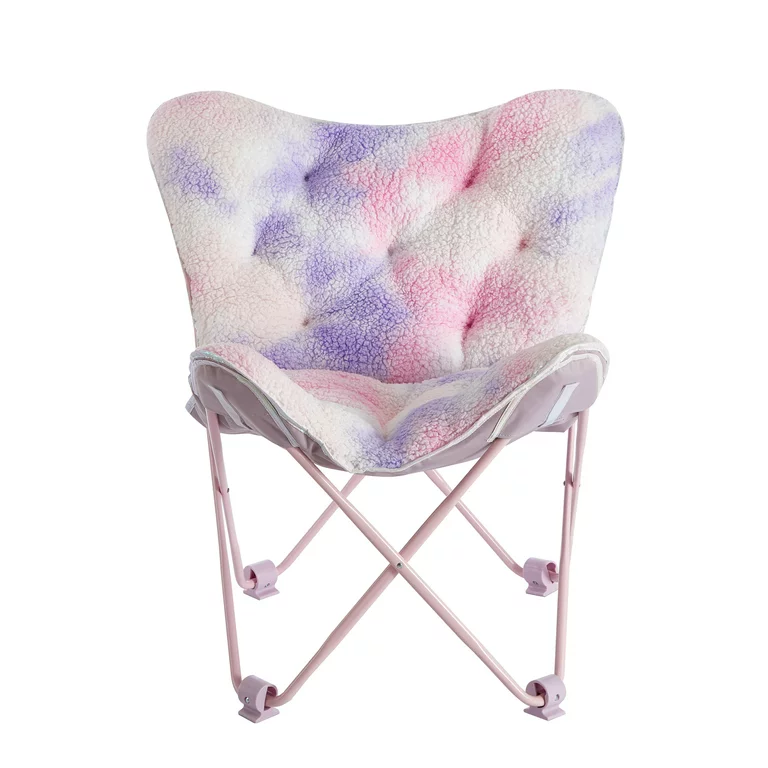 Holographic Pink | Super Soft Sherpa Printed Folding Butterfly Chair