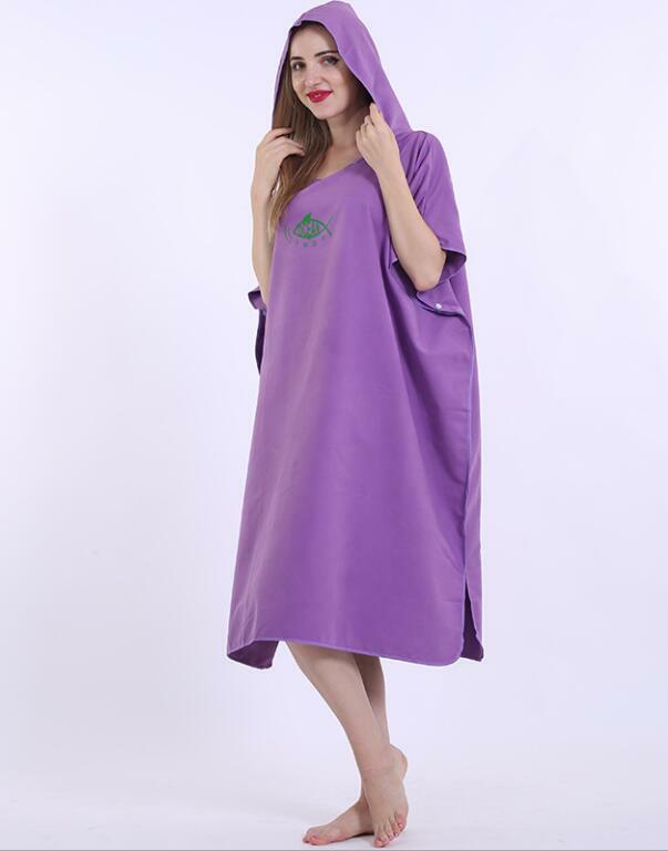 Hooded Bath Quick Dry Poncho Unisex Adult Changing Robe Towel Beach ...