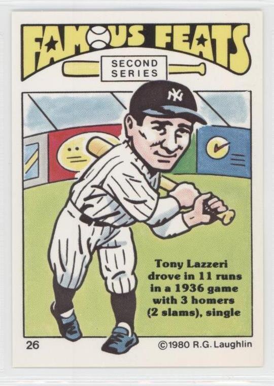 1980 Laughlin Famous Feats Second Series - Tony Lazzeri #26 for sale ...