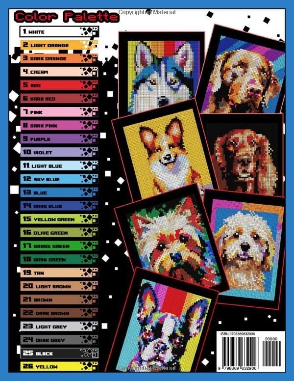 Mystery Mosaics Color by Number: 50 Dog Breeds: Pixel Art Coloring Boo ...