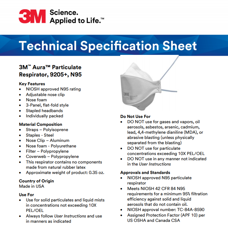 Buy 3m 9205+ Aura N95 Respirator Masks (440/box) from Medical Supplies, USA | Tradewheel.com