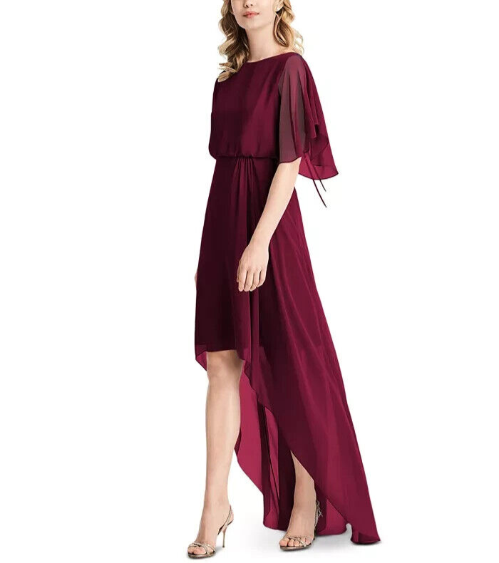 Jenny Packham Flutter-Sleeve High-Low A-Line Dress Size 0 Jenny Packham Flutter-Sleeve High-Low A-Line Dress Size 0