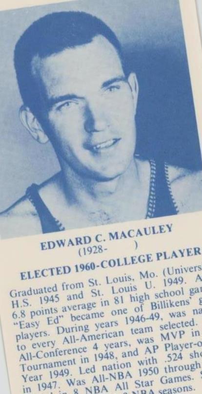 1968-74 Basketball Hall of Fame Bookmarks - Ed Macauley for sale online ...