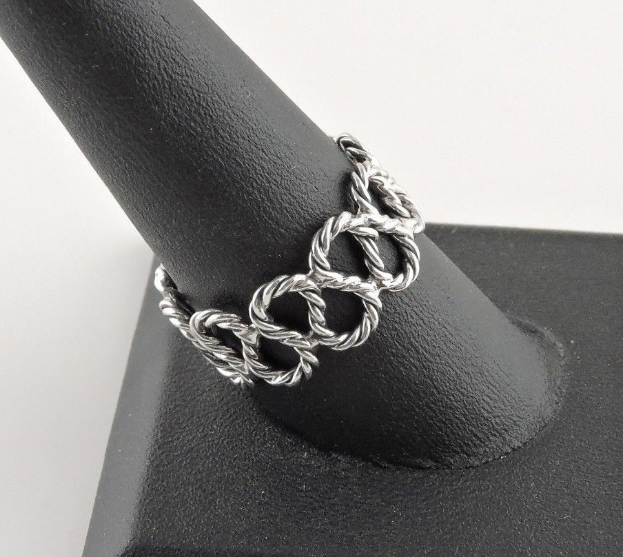 Sterling Silver Twisted Looped Rope Ring | eBay