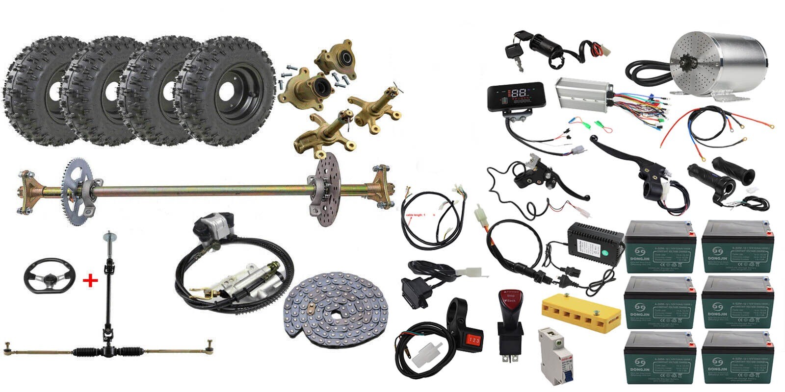 29" Rear Axle Kit Complete Wheels Tire 72V