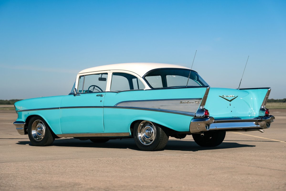 1957 Chevrolet Bel Air 66471 Miles Turquoise Coupe 283ci V8 200-4r Overdrive Au - Used Chevrolet ...