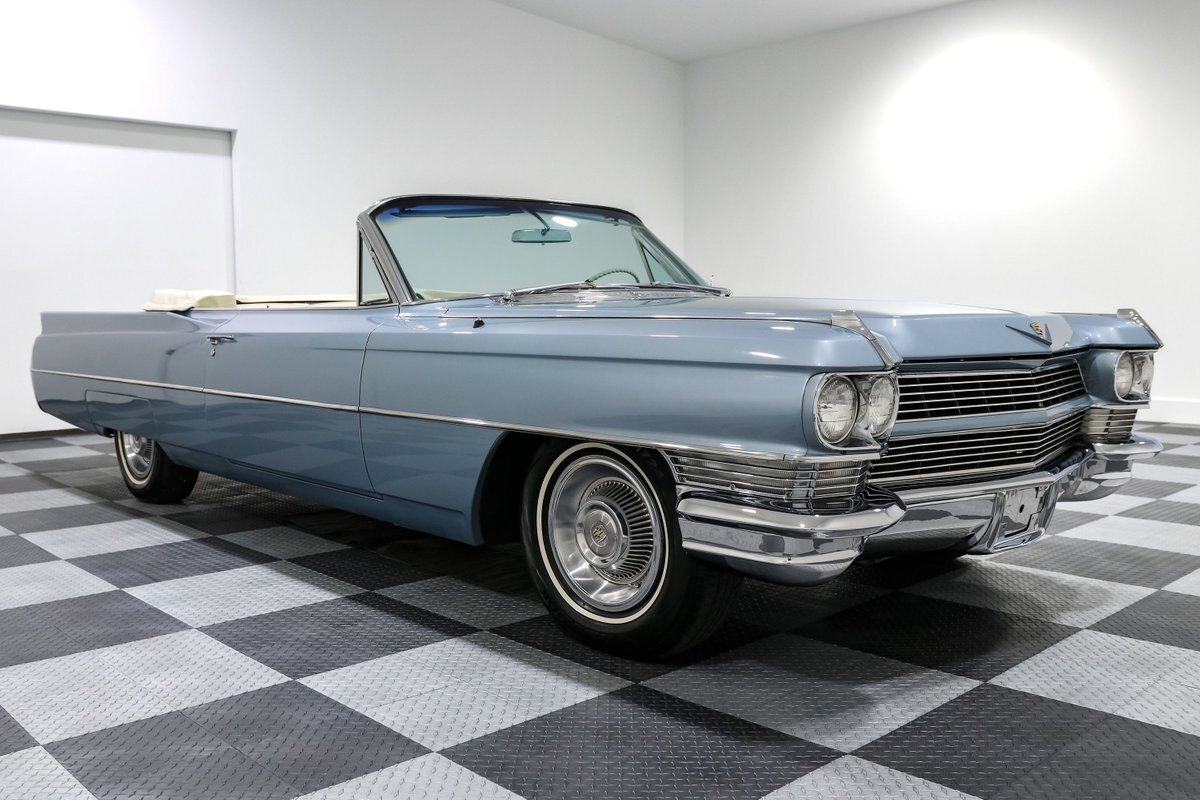 1964 Cadillac Series 62 76522 Miles Blue Convertible 429 Cadillac V8 ...
